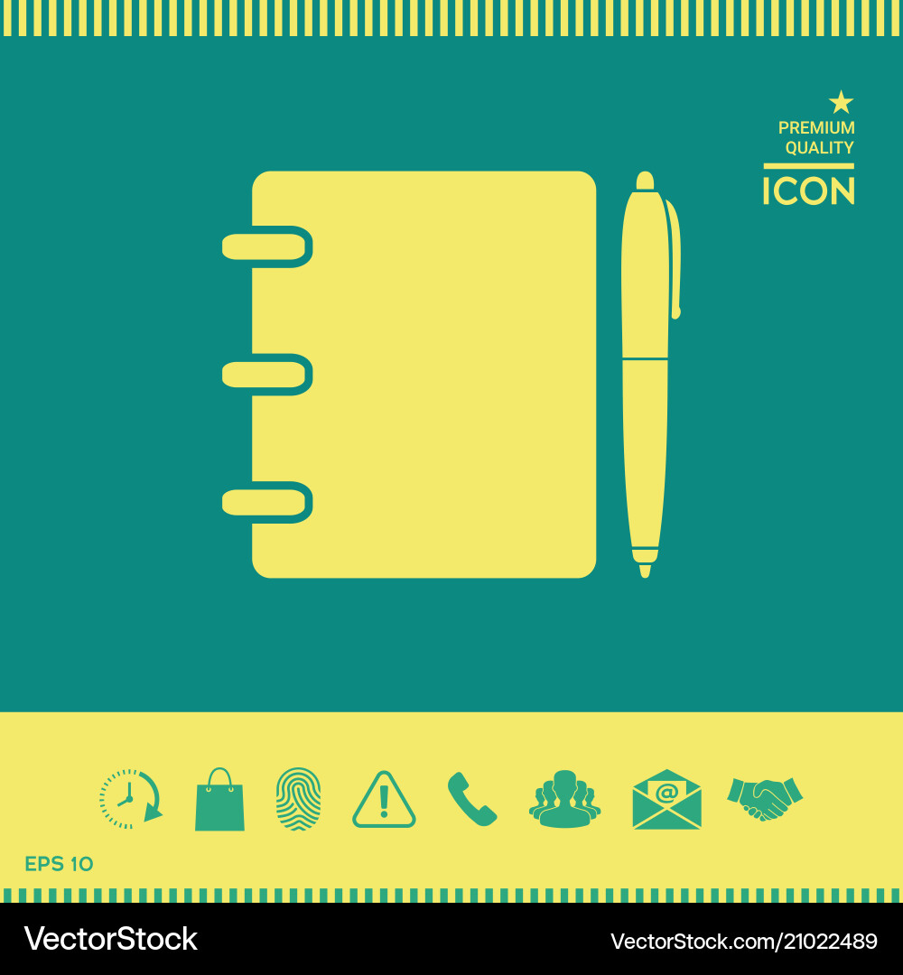 Notebook address phone book with pen symbol icon Vector Image