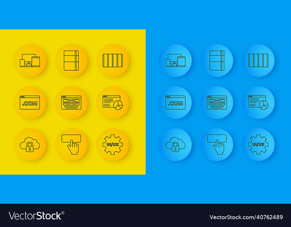 Set line cloud computing lock ui or ux design Vector Image