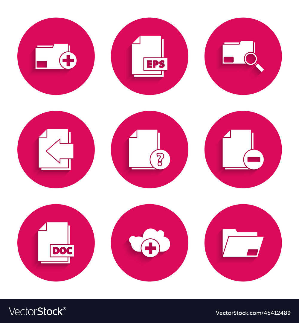 Set unknown document add cloud document folder Vector Image Set unknown document add cloud document folder Vector Image