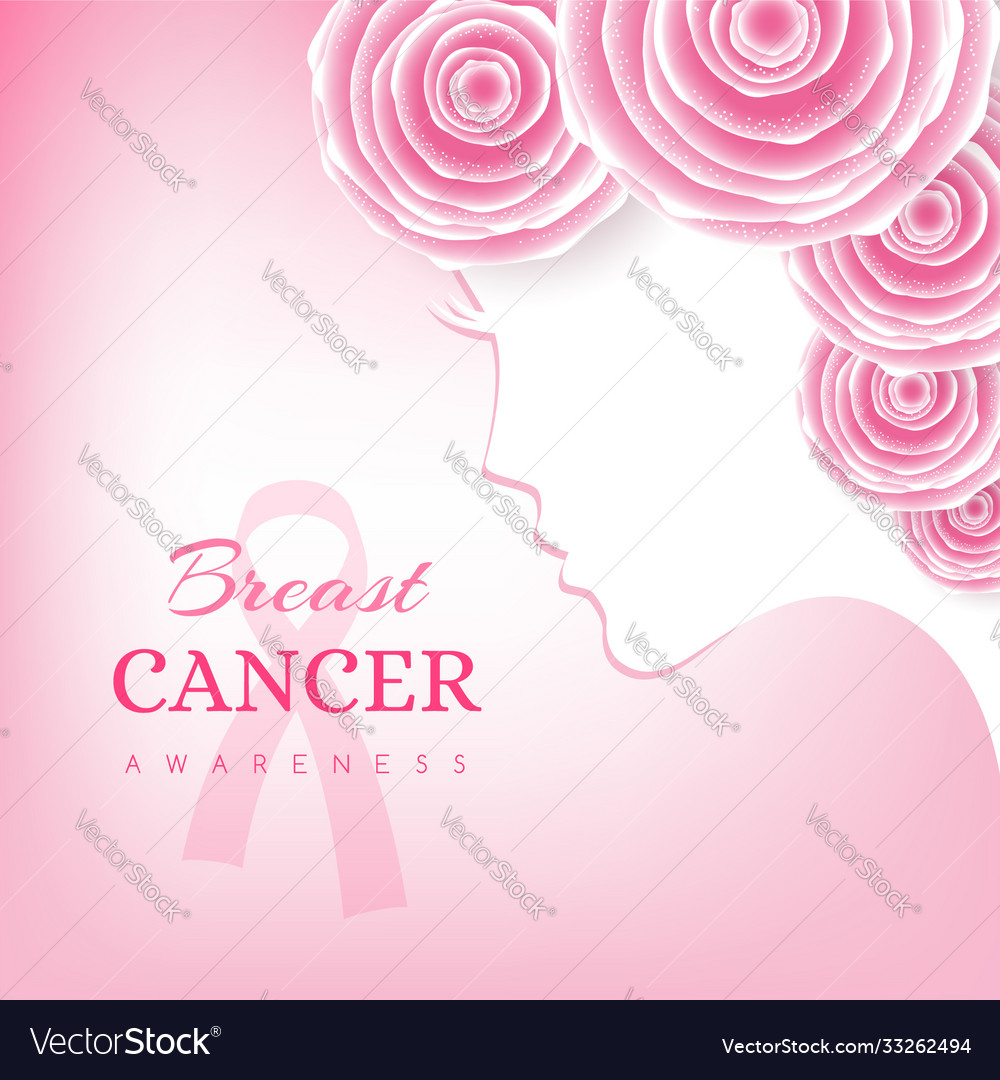 Breast Cancer Awareness Card Women Face Silhouette