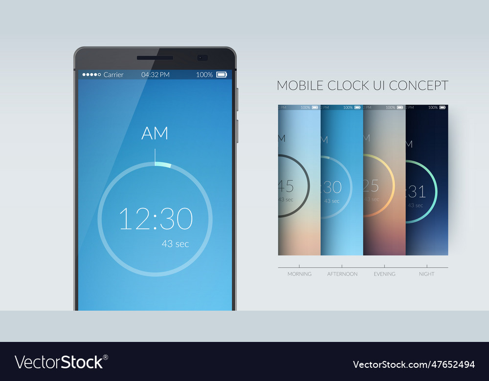 Clock ui concept ui concept Royalty Free Vector Image