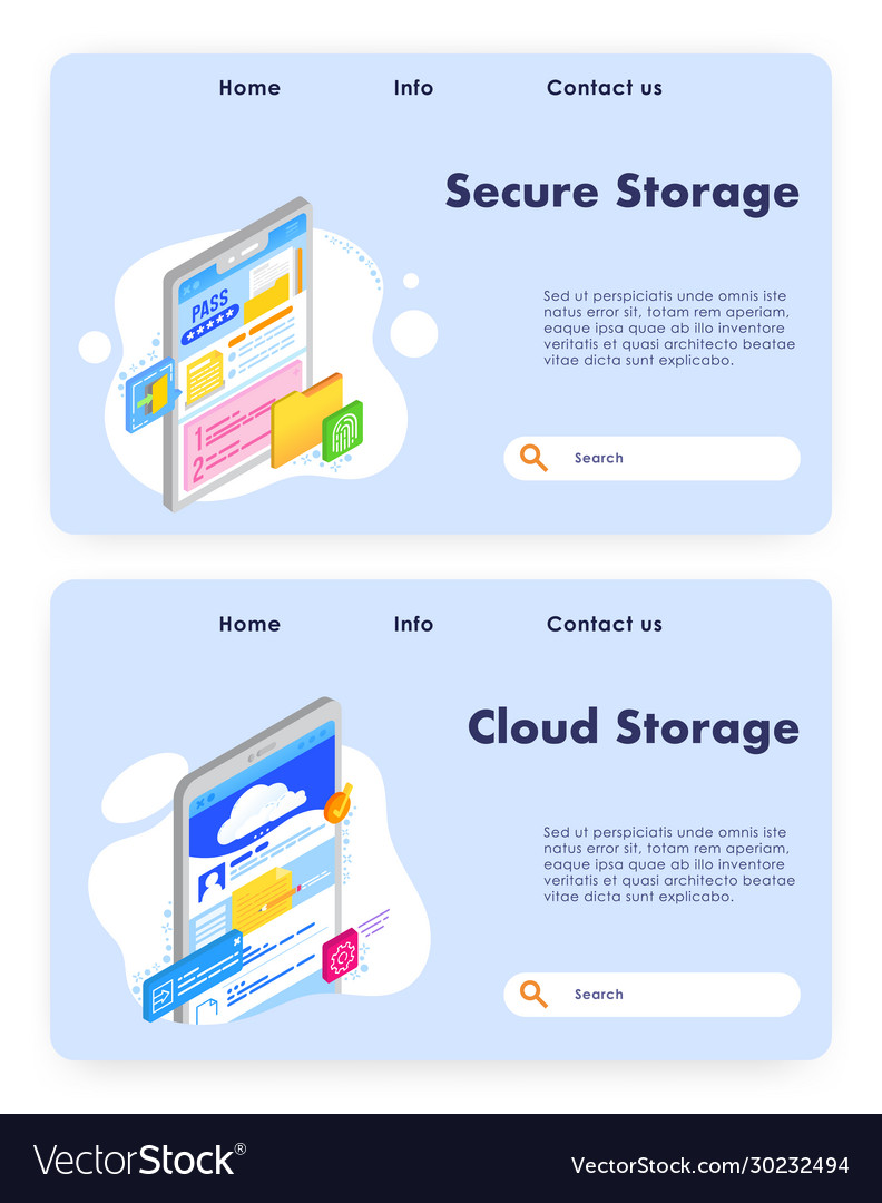 Data storage website landing page template Vector Image