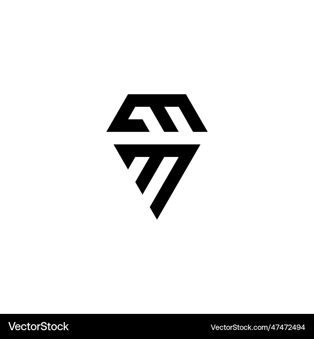 Letter mm diamond geometric symbol simple logo Vector Image