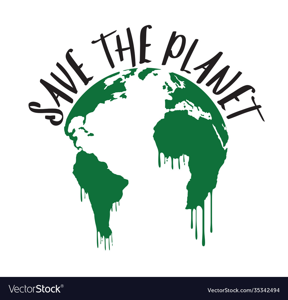 Save planet icon and emblem Royalty Free Vector Image