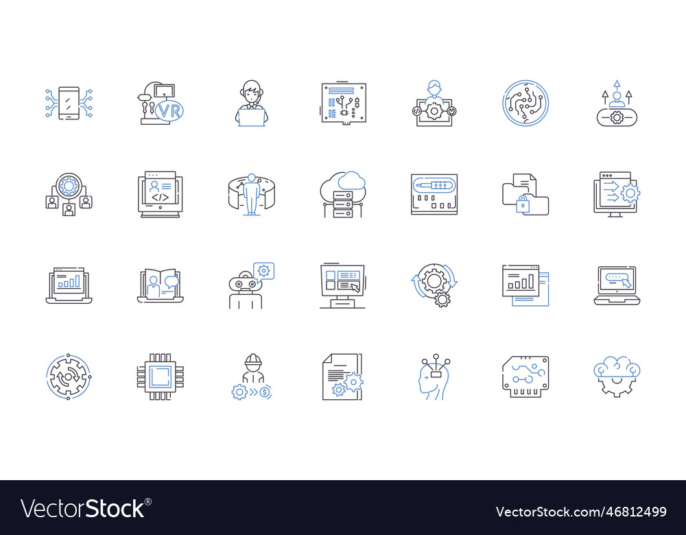 Coding software line icons collection compiler Vector Image Coding software line icons collection compiler Vector Image