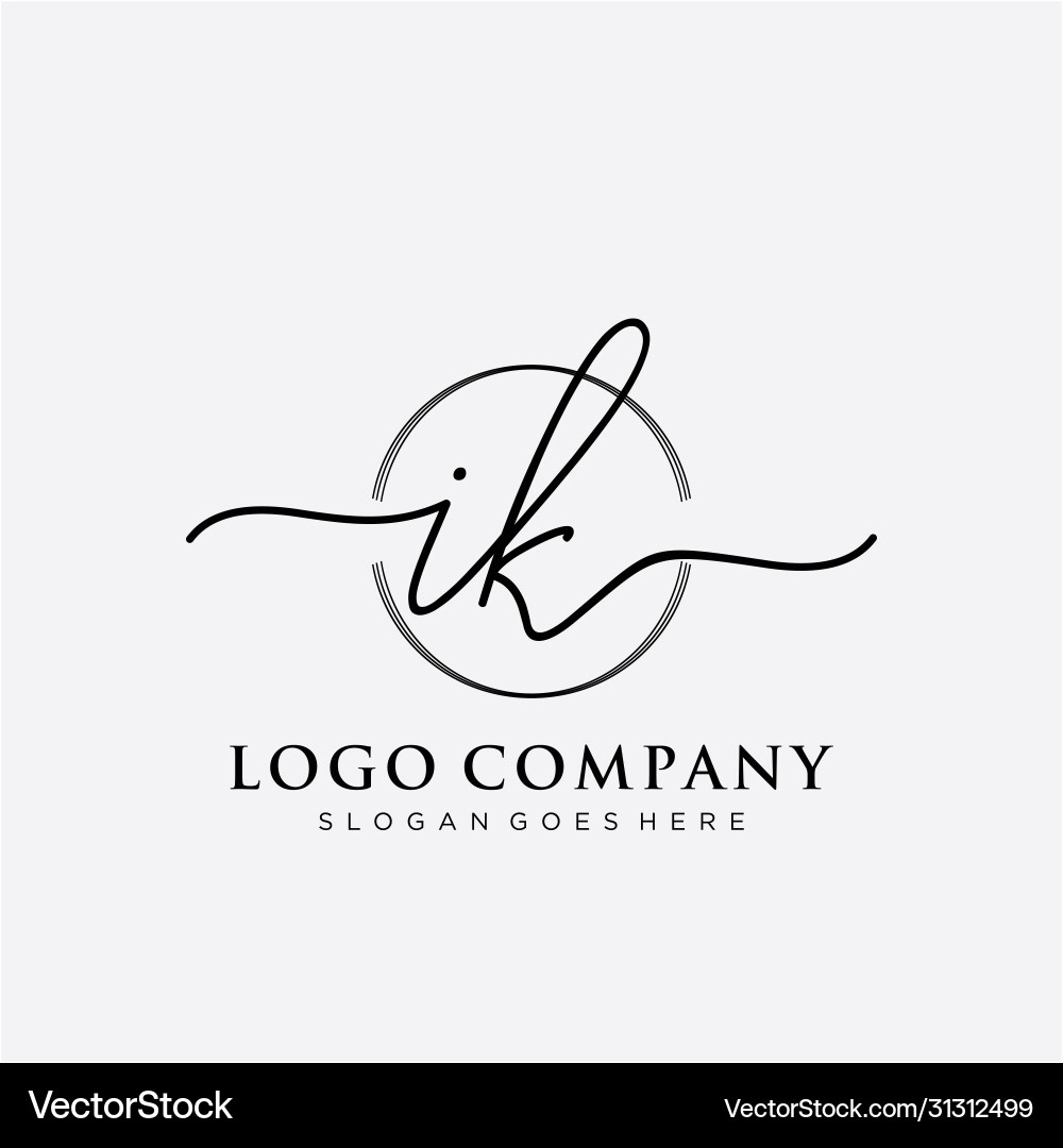 Ik initial handwriting logo design Royalty Free Vector Image