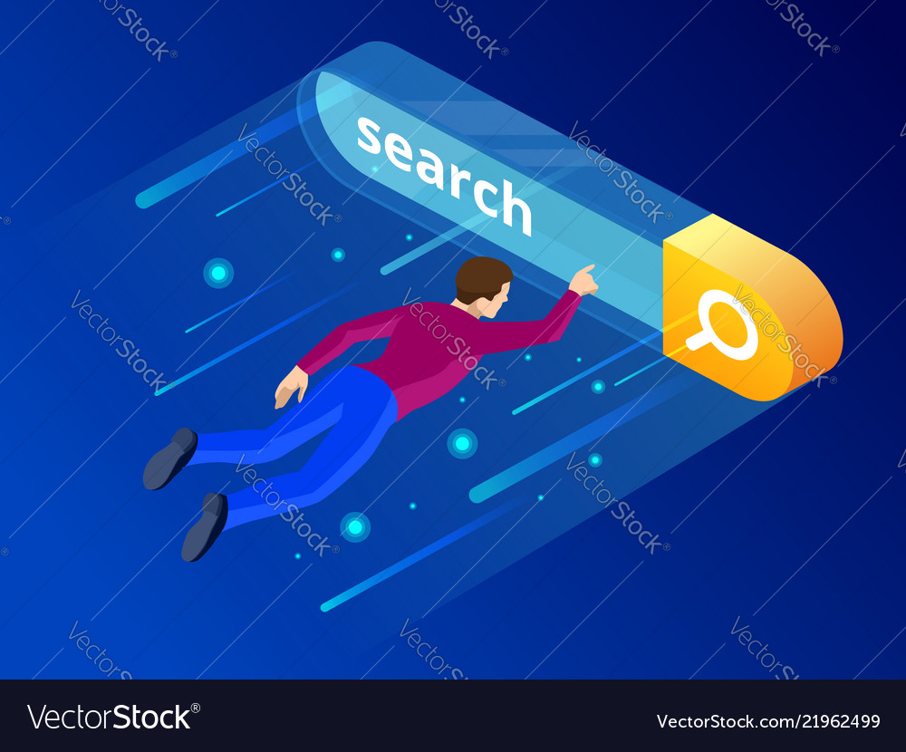 Isometric search bar modern concept search engine Vector Image