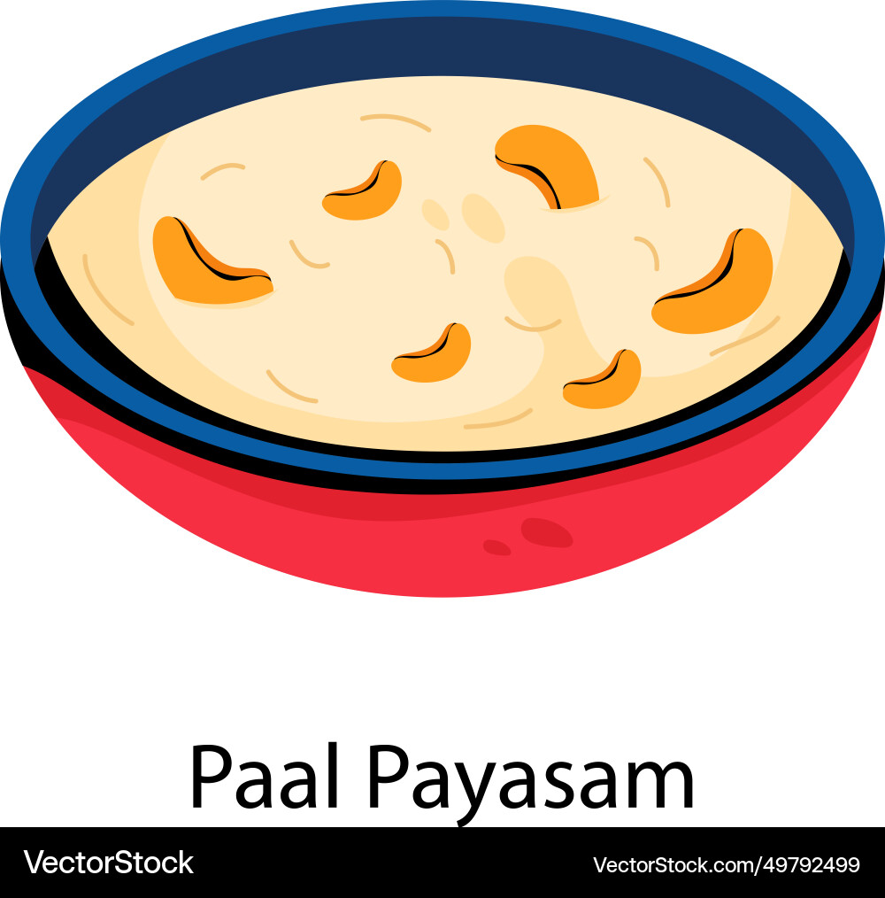 Paal payasam Royalty Free Vector Image - VectorStock