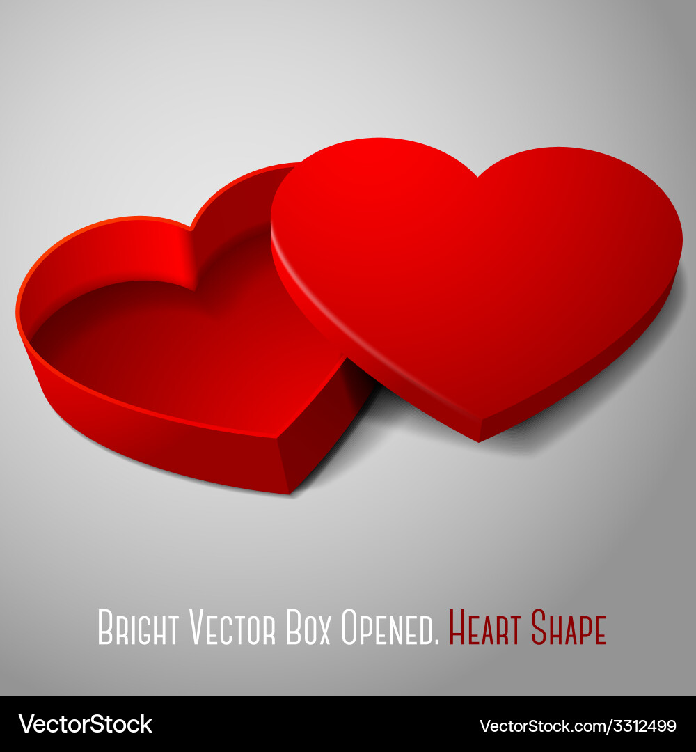 Realistic blank red opened heart shape box Vector Image