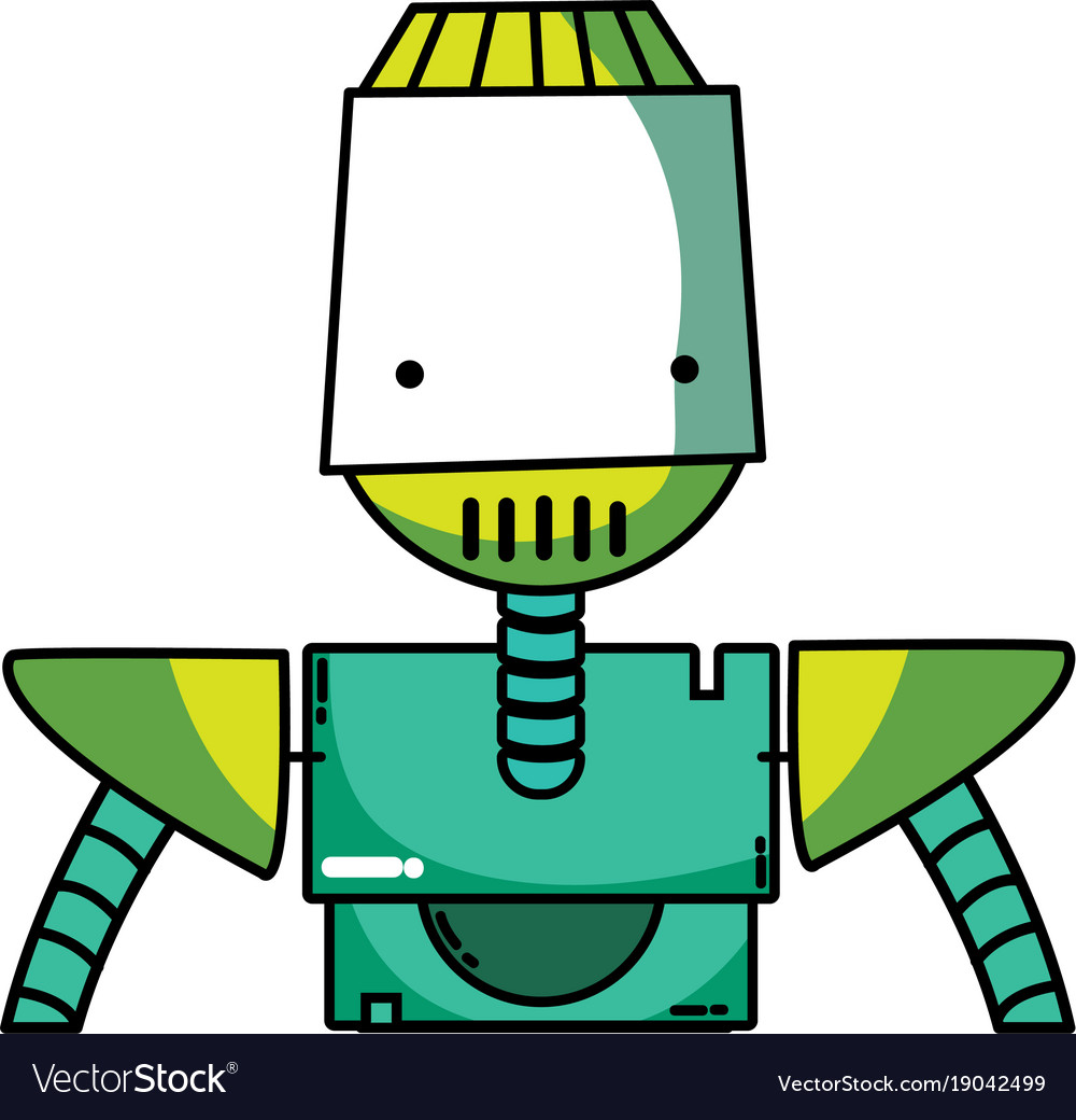 Robot face with technology arms and chest Vector Image