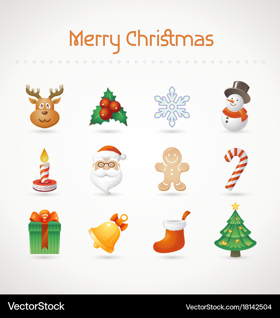 Christmas icon set Royalty Free Vector Image - VectorStock