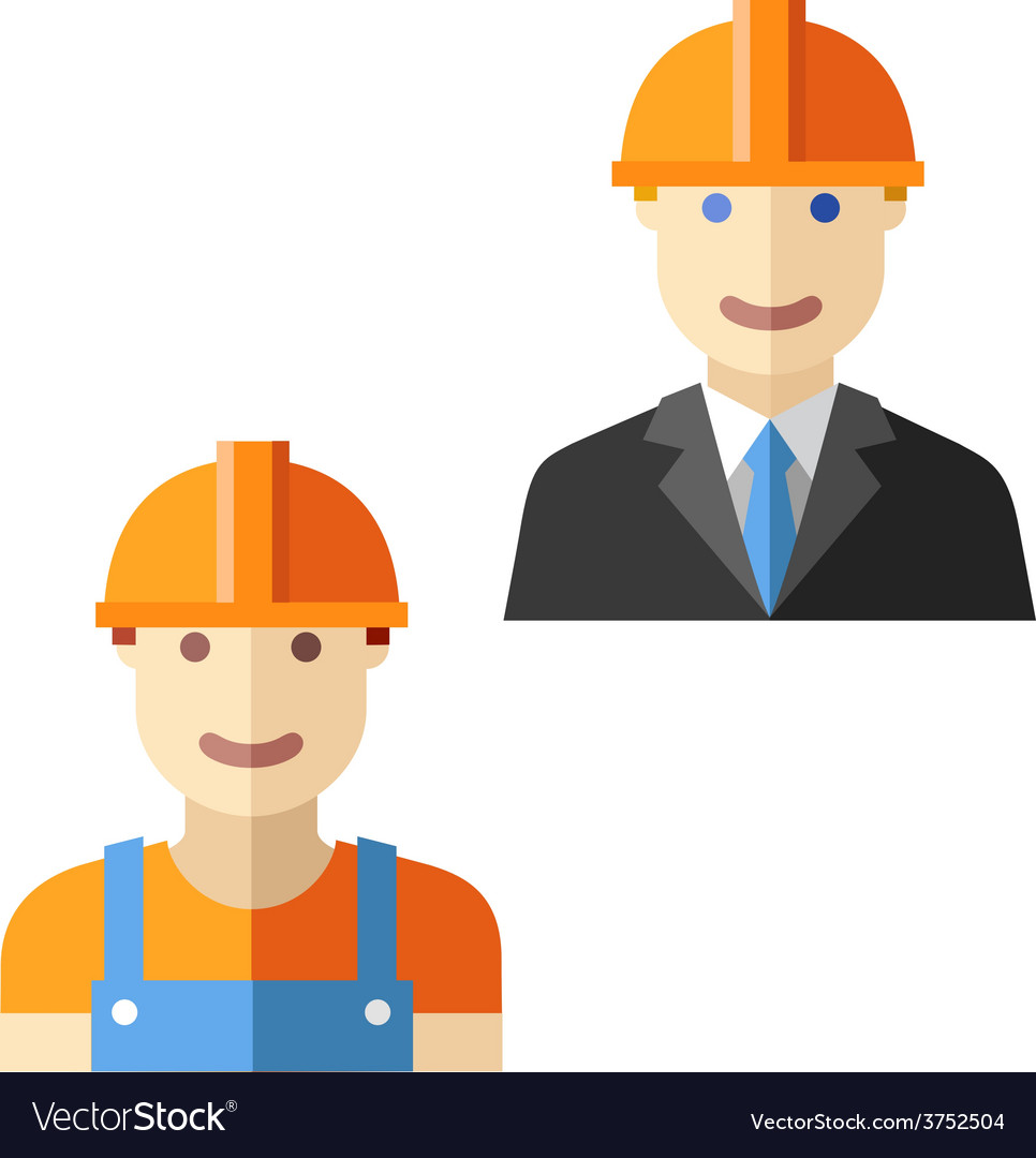 Engineer worker flat avatar set Royalty Free Vector Image