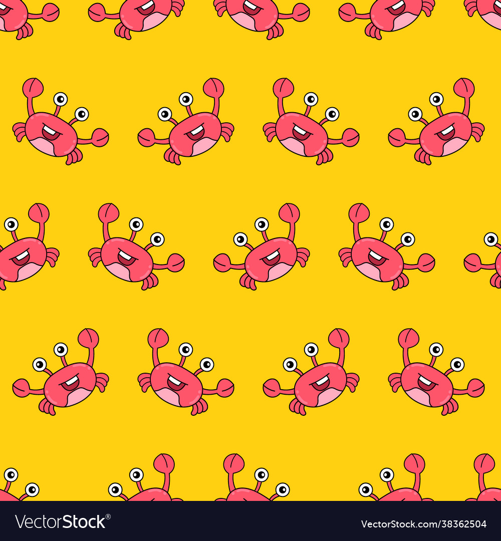 Red crab seamless repeat pattern background Vector Image