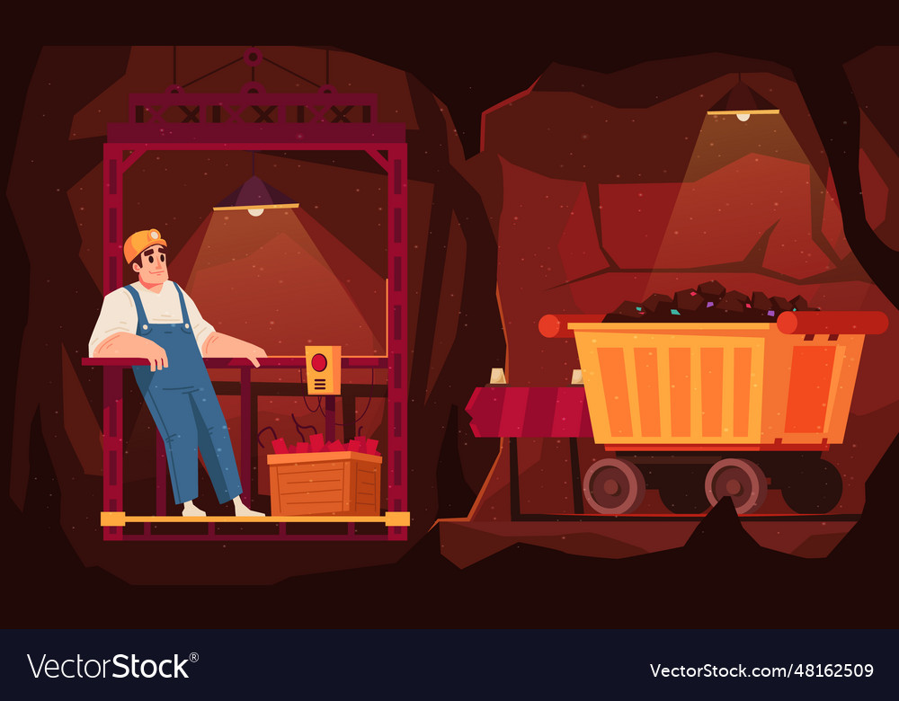 Flat mining composition Royalty Free Vector Image