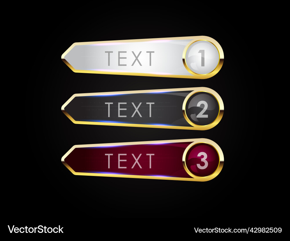Golden buttons banner set premium Royalty Free Vector Image