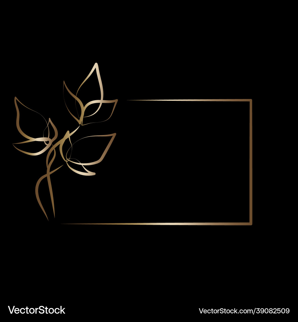 Golden frame flowers for decorative design Vector Image