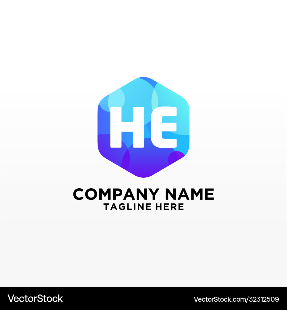 He initial logo with colorful circle template Vector Image