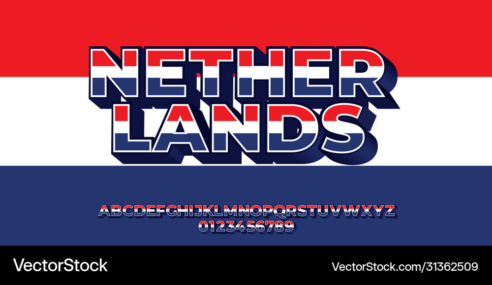 Netherlands flag color text style design templates