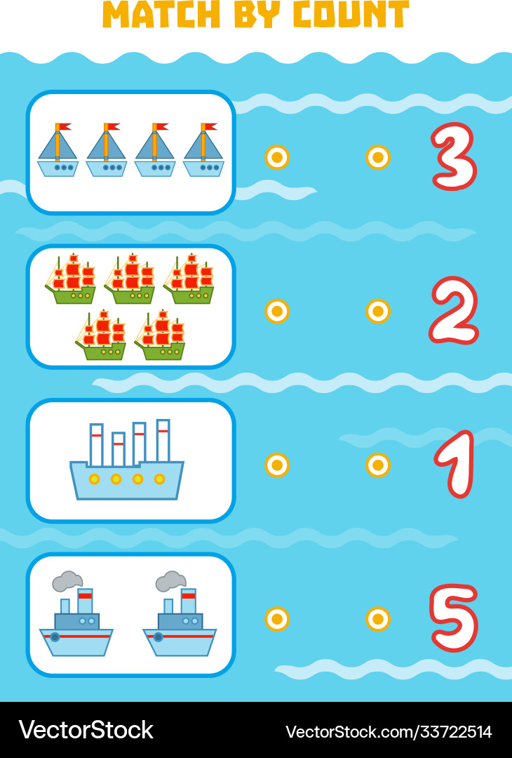 Counting game for preschool children count ships Vector Image