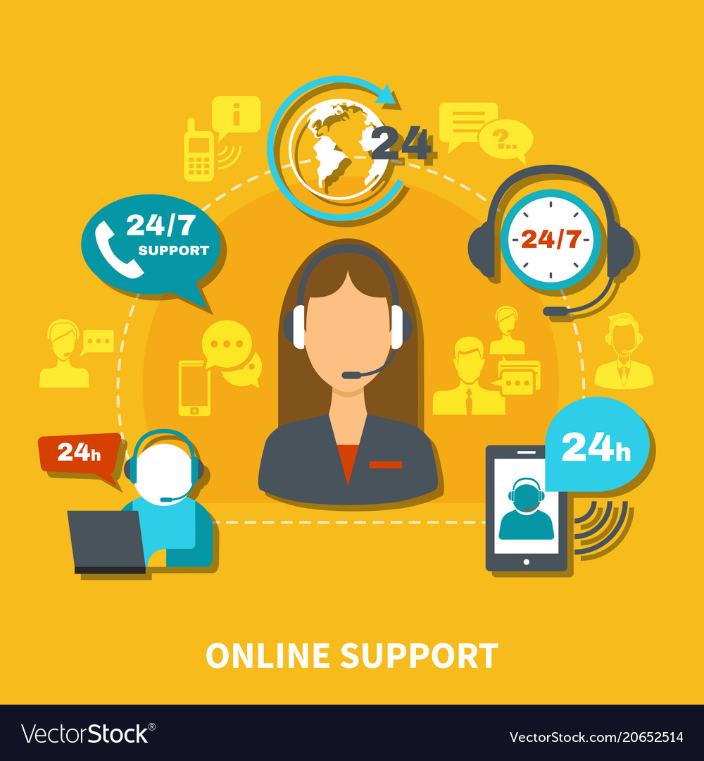 Online support composition Royalty Free Vector Image