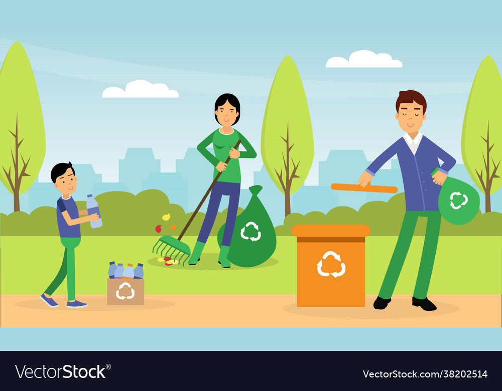 People characters contributing into environment Vector Image