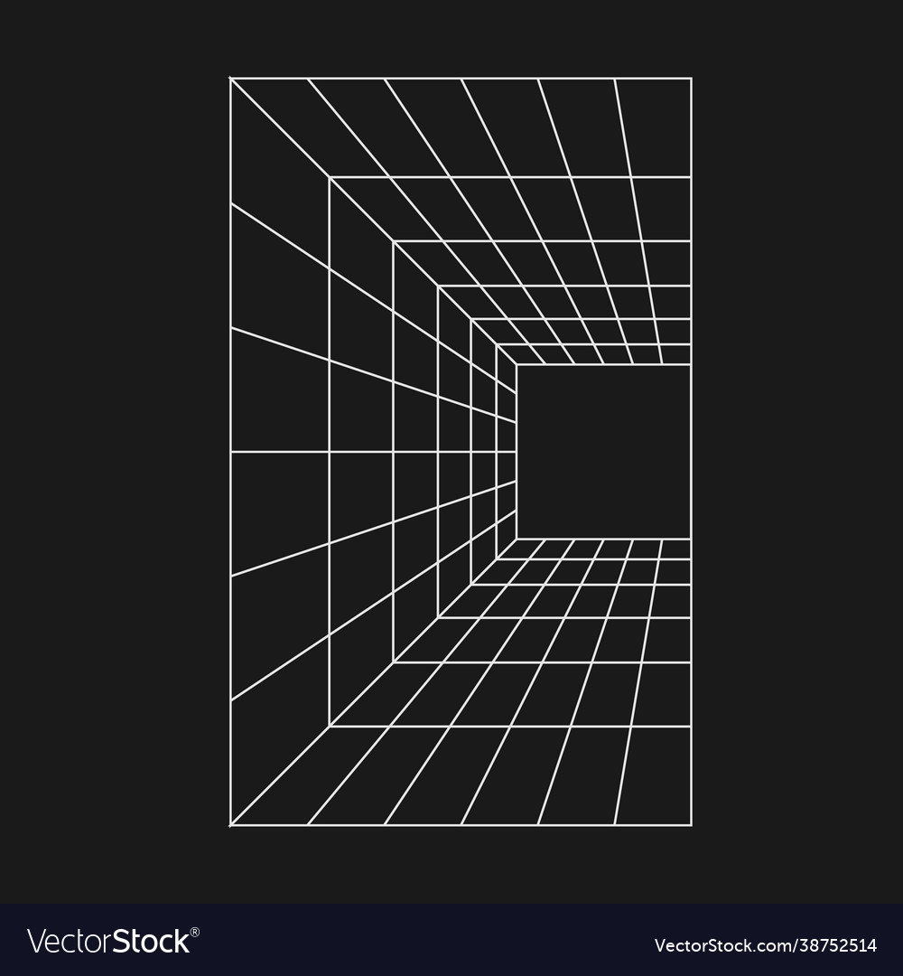 Retrofuturistic perspective grid tunnel cyber Vector Image
