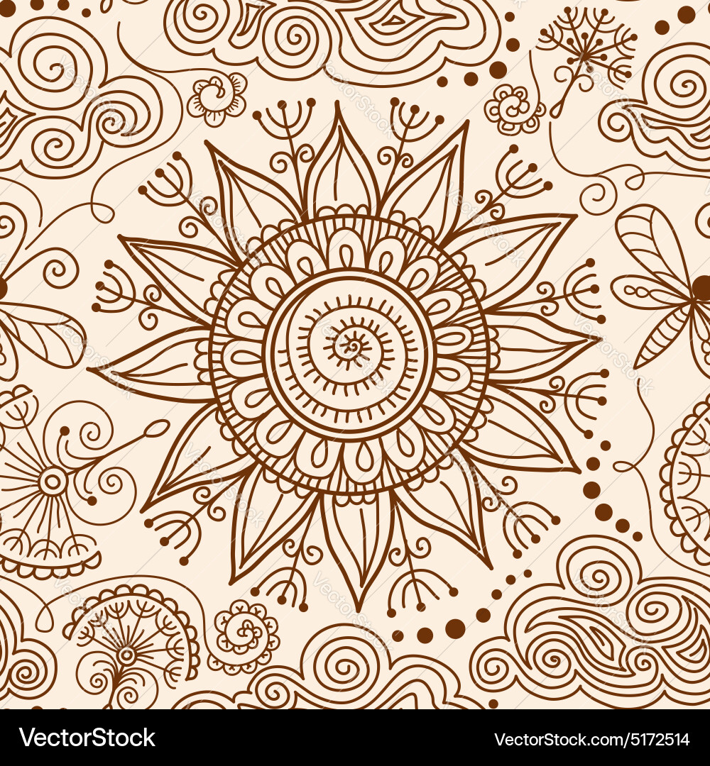 Seamless Henna mehndi doodle pattern Royalty Free Vector