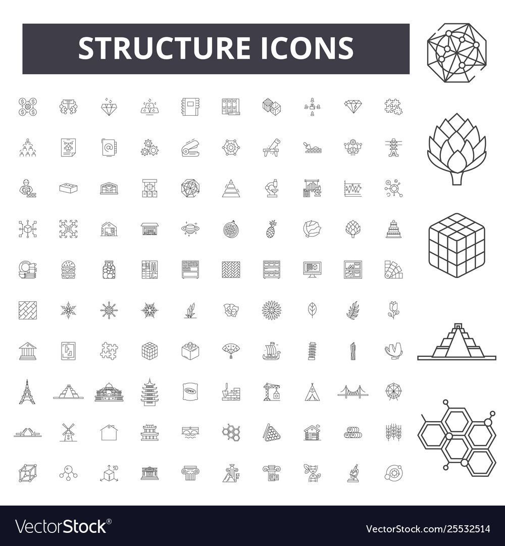 Structure icons line icons signs set Royalty Free Vector