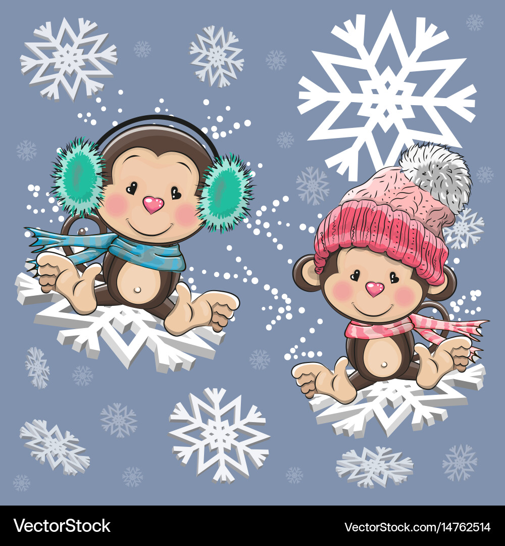 Two cute monkeys Royalty Free Vector Image - VectorStock