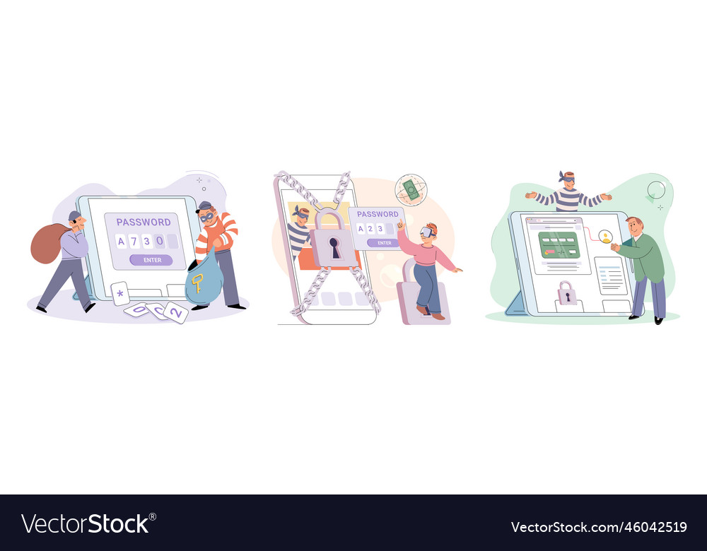 Hacker activity big set hacking computer Vector Image