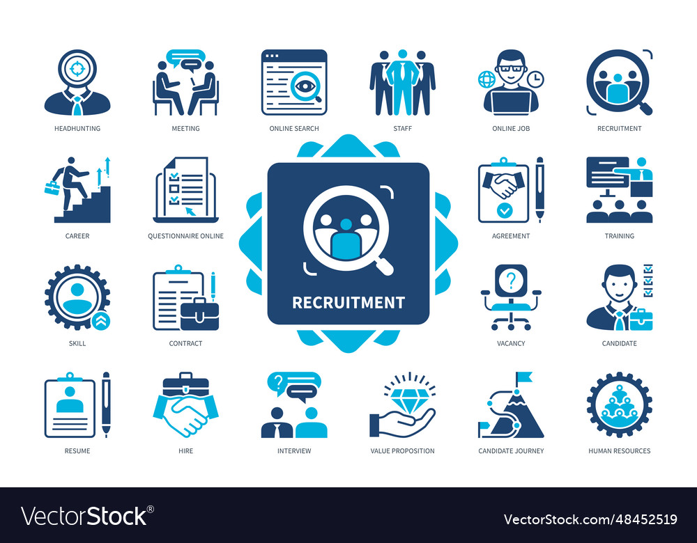 Recruitment solid icon set Royalty Free Vector Image