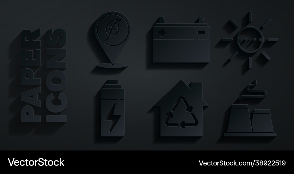Set eco house with recycling solar energy panel Vector Image