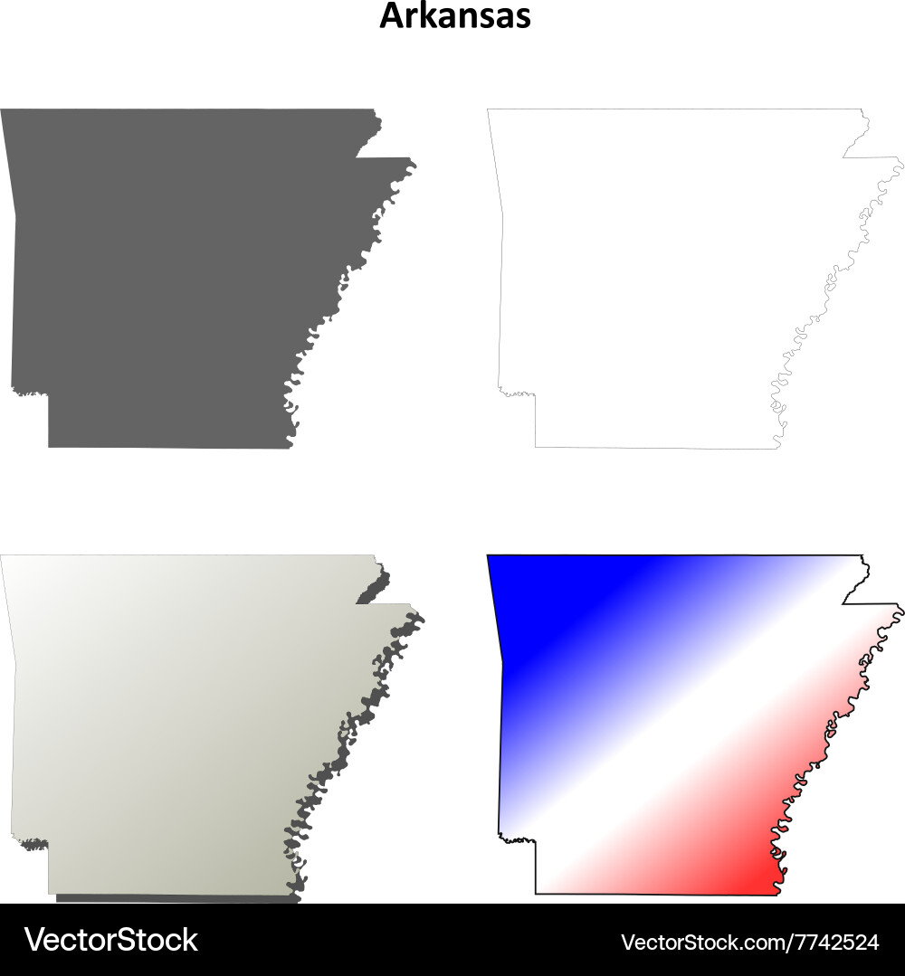 Arkansas outline map set Royalty Free Vector Image