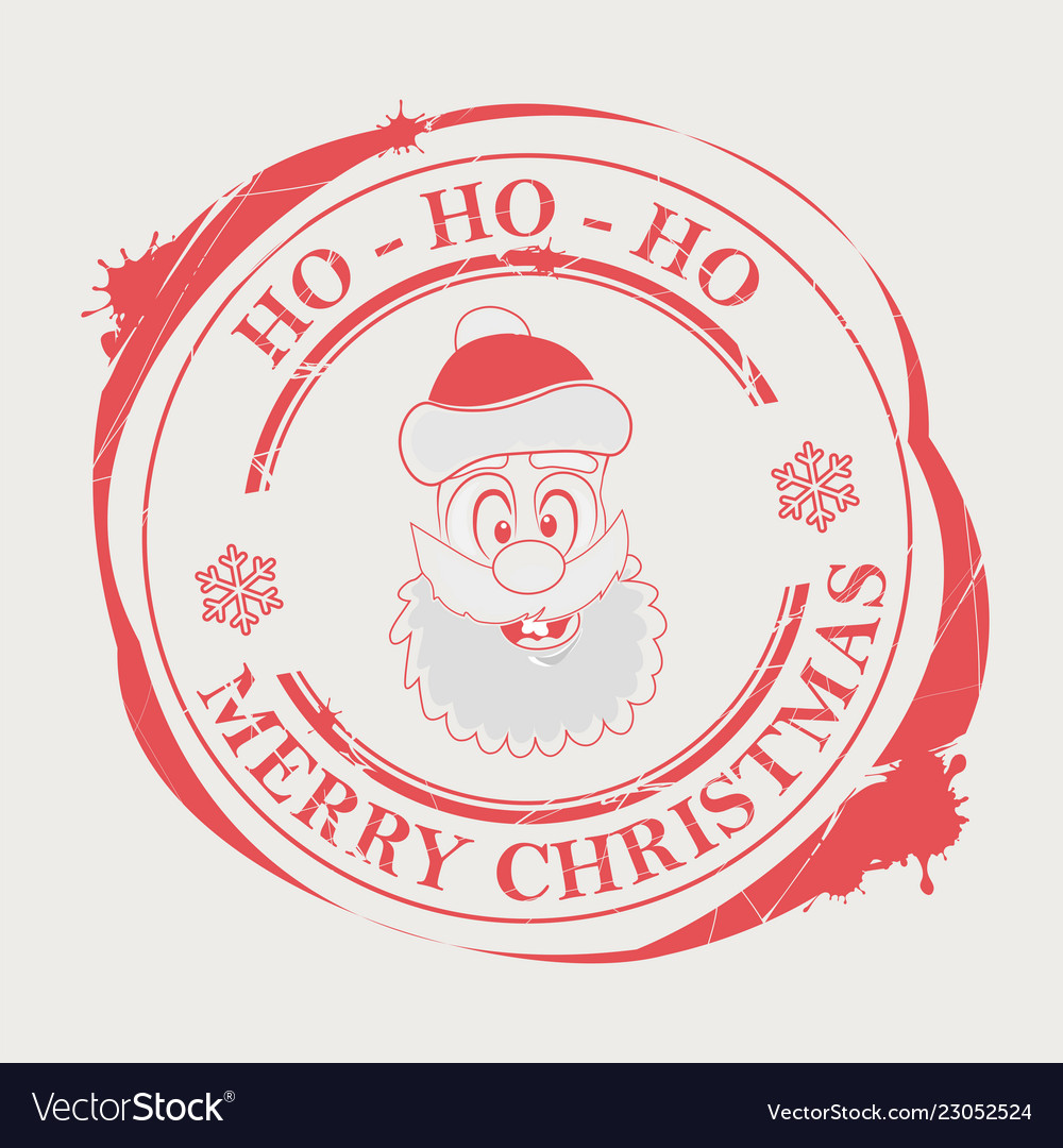 Christmas stamp with a funny santa claus face Vector Image