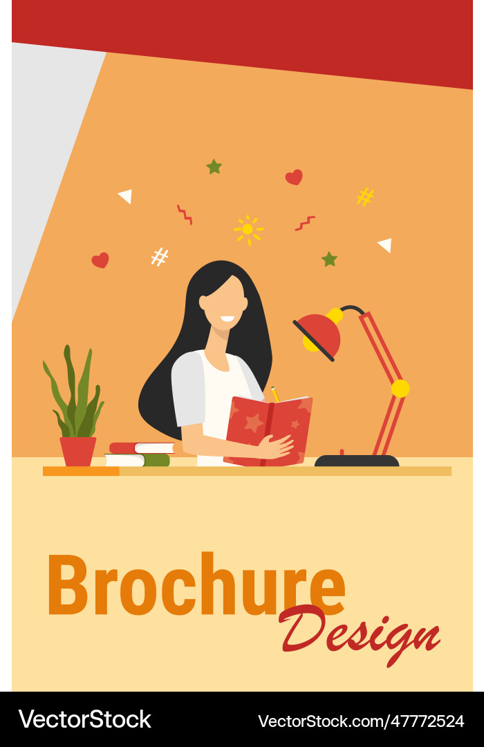 Girl writing in diary or journal isolated flat Vector Image