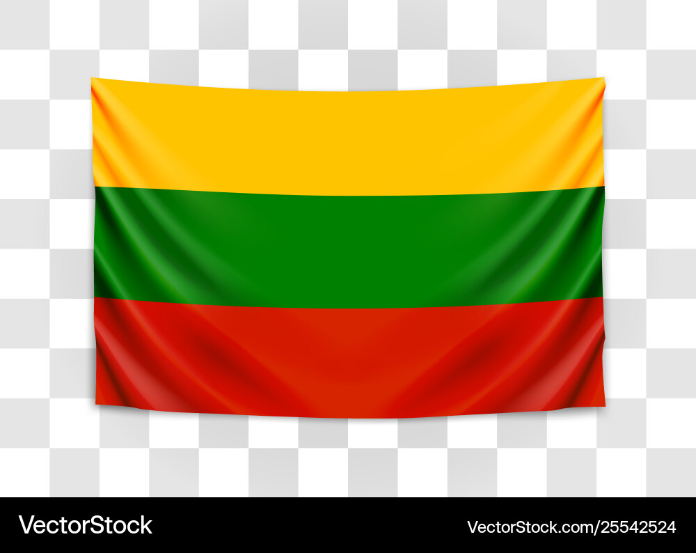 Hanging flag lithuania republic Royalty Free Vector Image