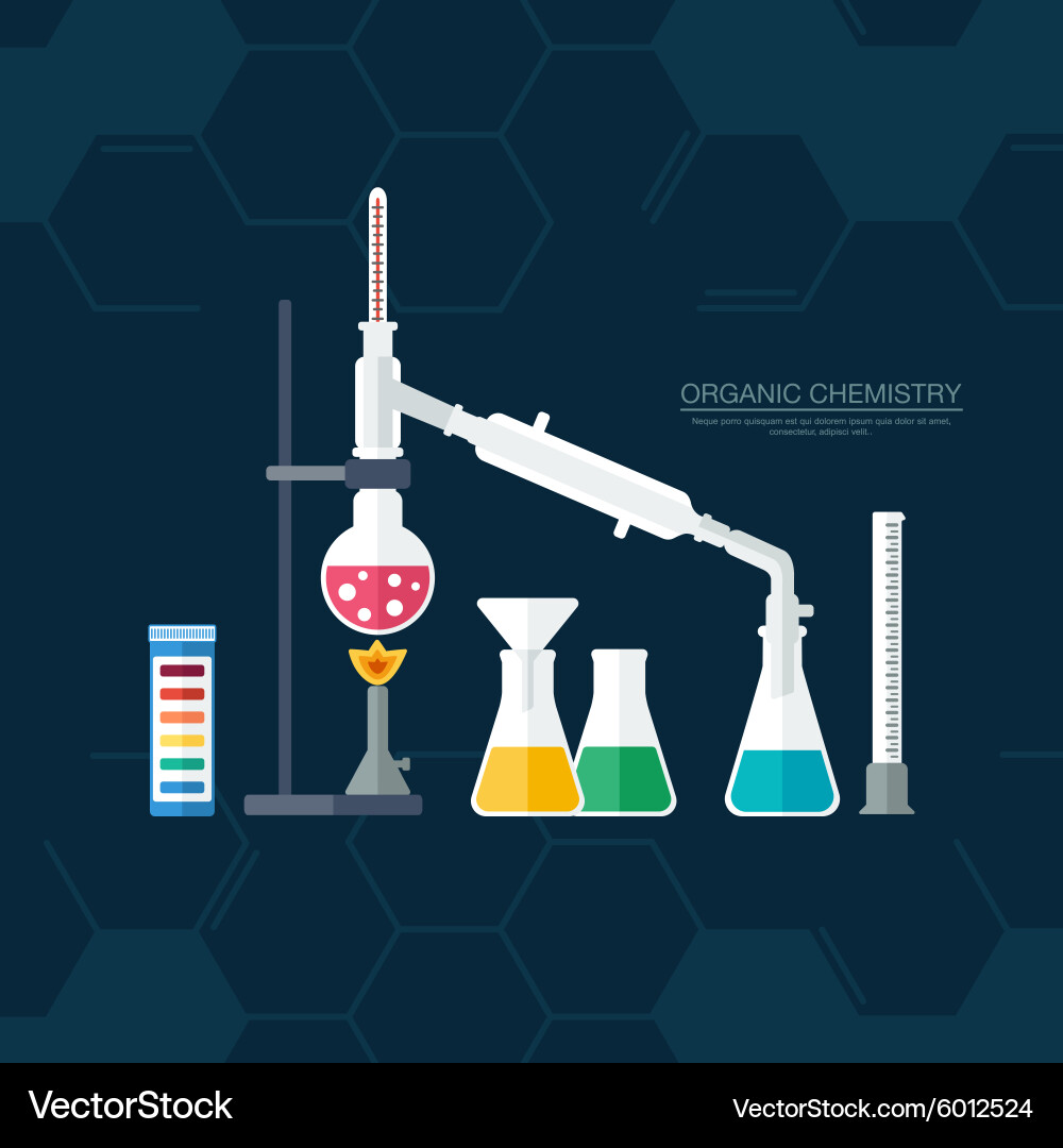 Organic chemistry synthesis substances border Vector Image