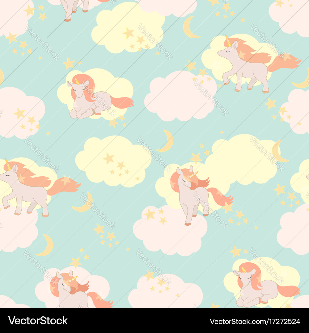 Unicorns seamless pattern elements Royalty Free Vector Image