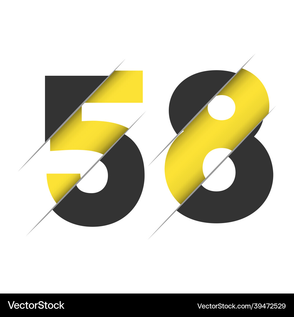 58 5 8 number logo design with a creative cut Vector Image