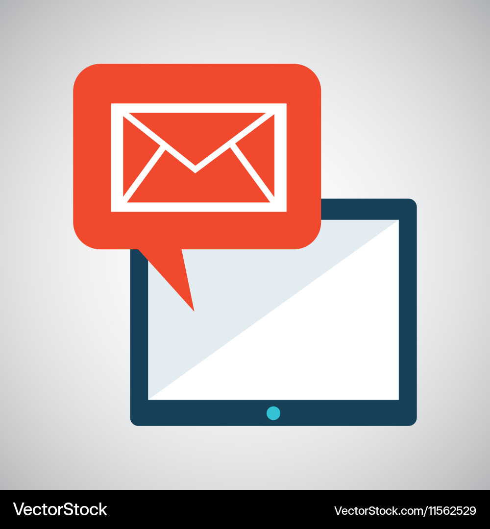 Blue cartoon tablet message email bubble speech Vector Image