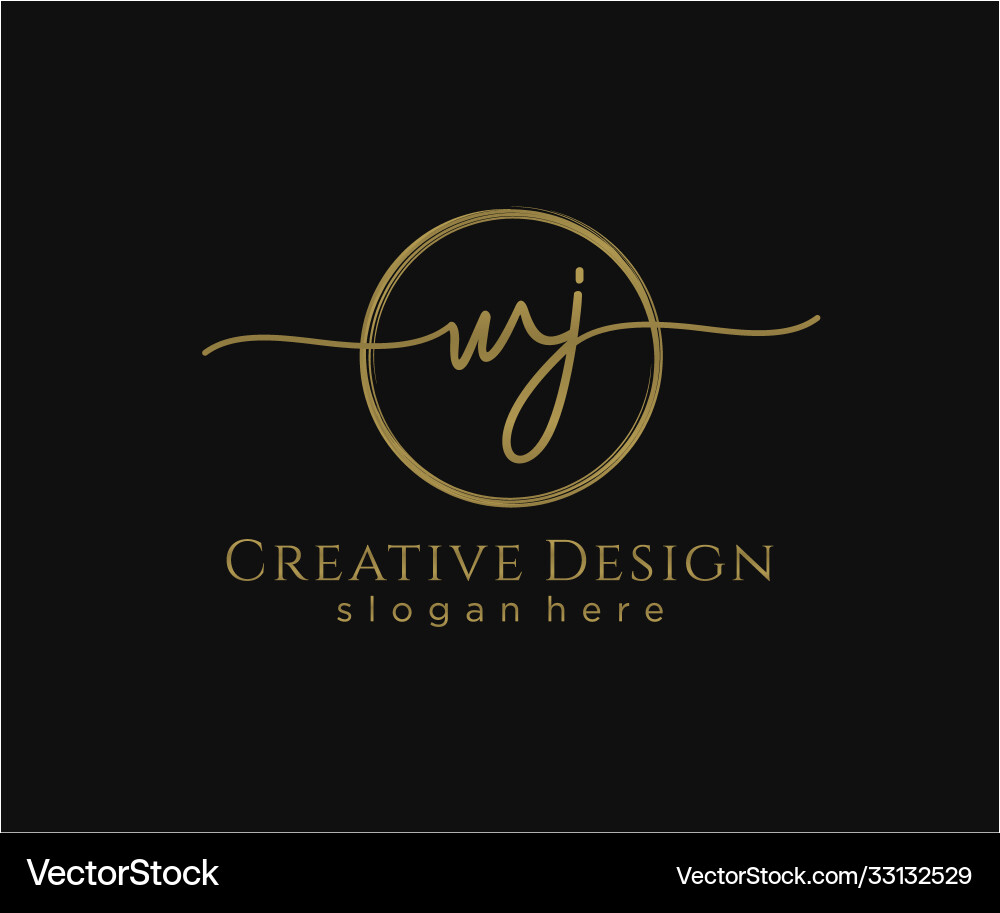 Initial wj handwriting logo with circle template Vector Image