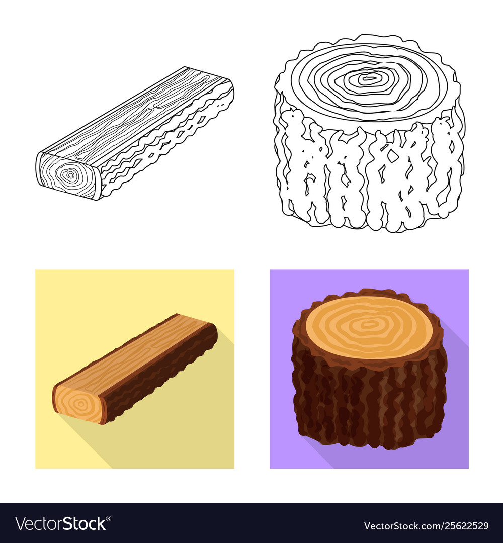 Isolated object tree and raw icon collection Vector Image