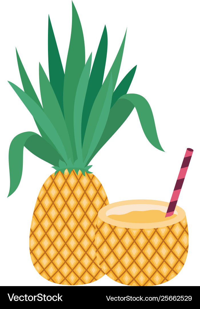 Pineapple cocktail for summer on white background Vector Image