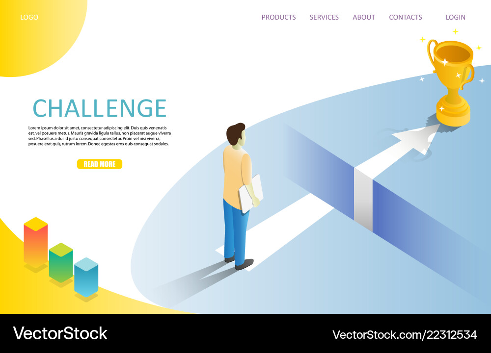 Business challenge landing page website Royalty Free Vector