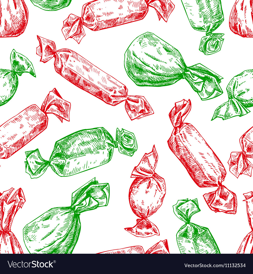 Candy seamless pattern in hand drawn style Vector Image Candy seamless pattern in hand drawn style Vector Image