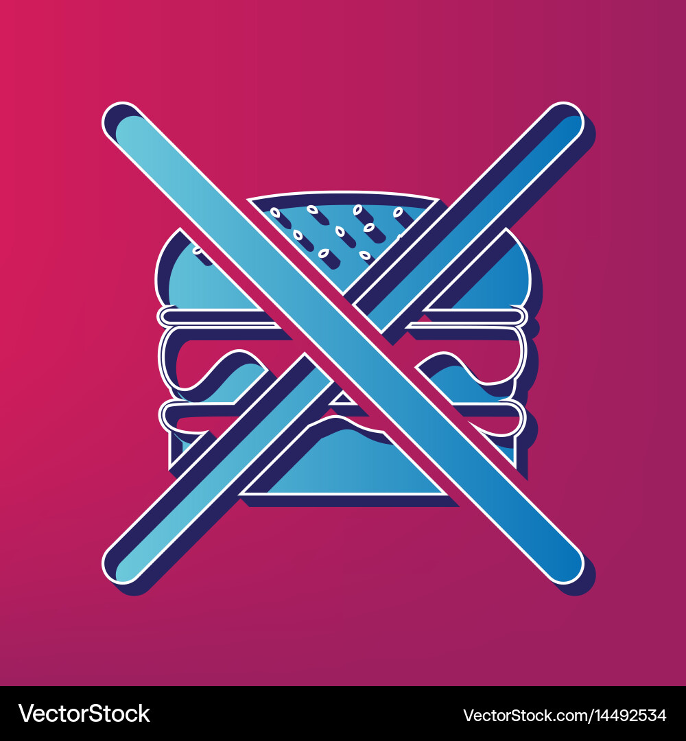 No burger sign blue 3d printed icon on Royalty Free Vector