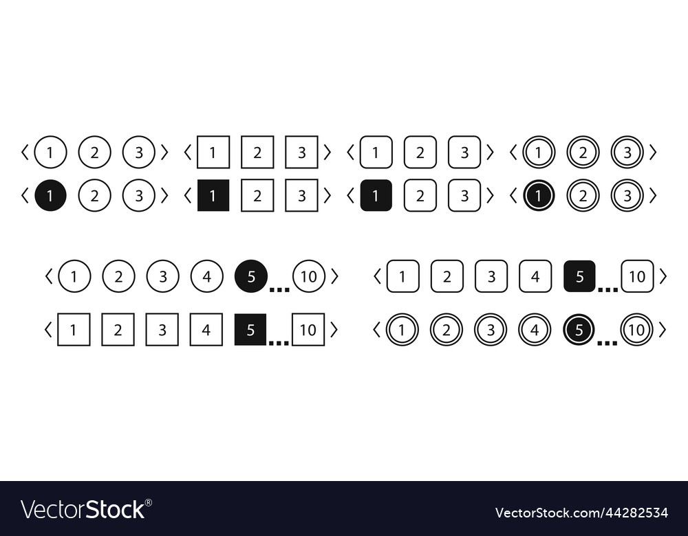 Pagination bars set collection buttons for site Vector Image