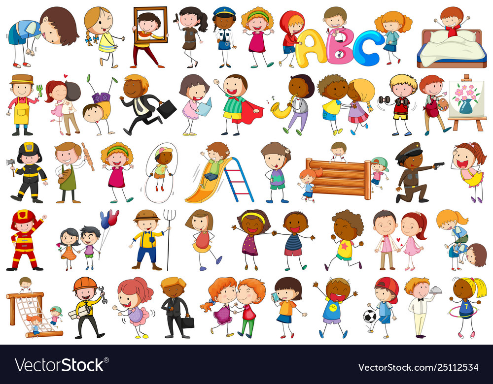 Set different simple characters Royalty Free Vector Image