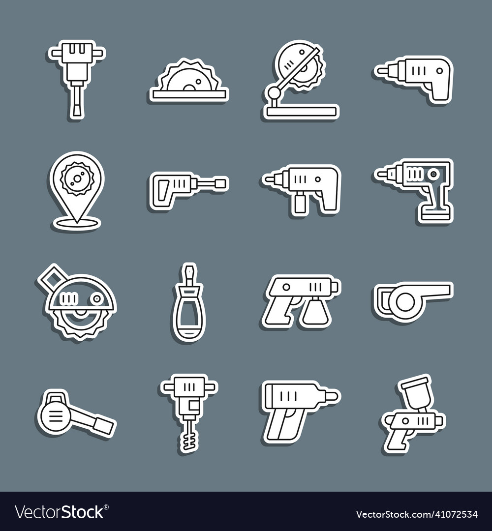 Set line paint spray gun leaf garden blower Vector Image Set line paint spray gun leaf garden blower Vector Image