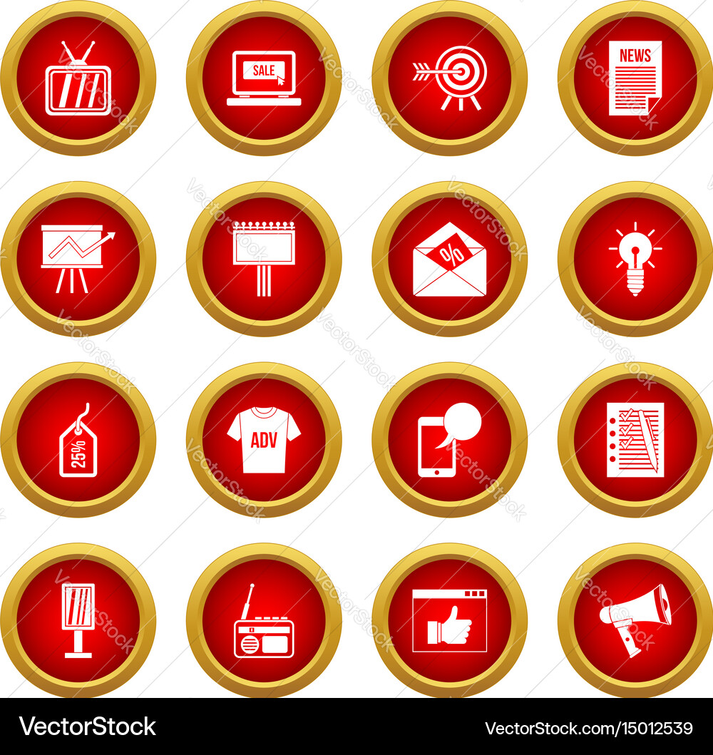 Advertisement icon red circle set Royalty Free Vector Image